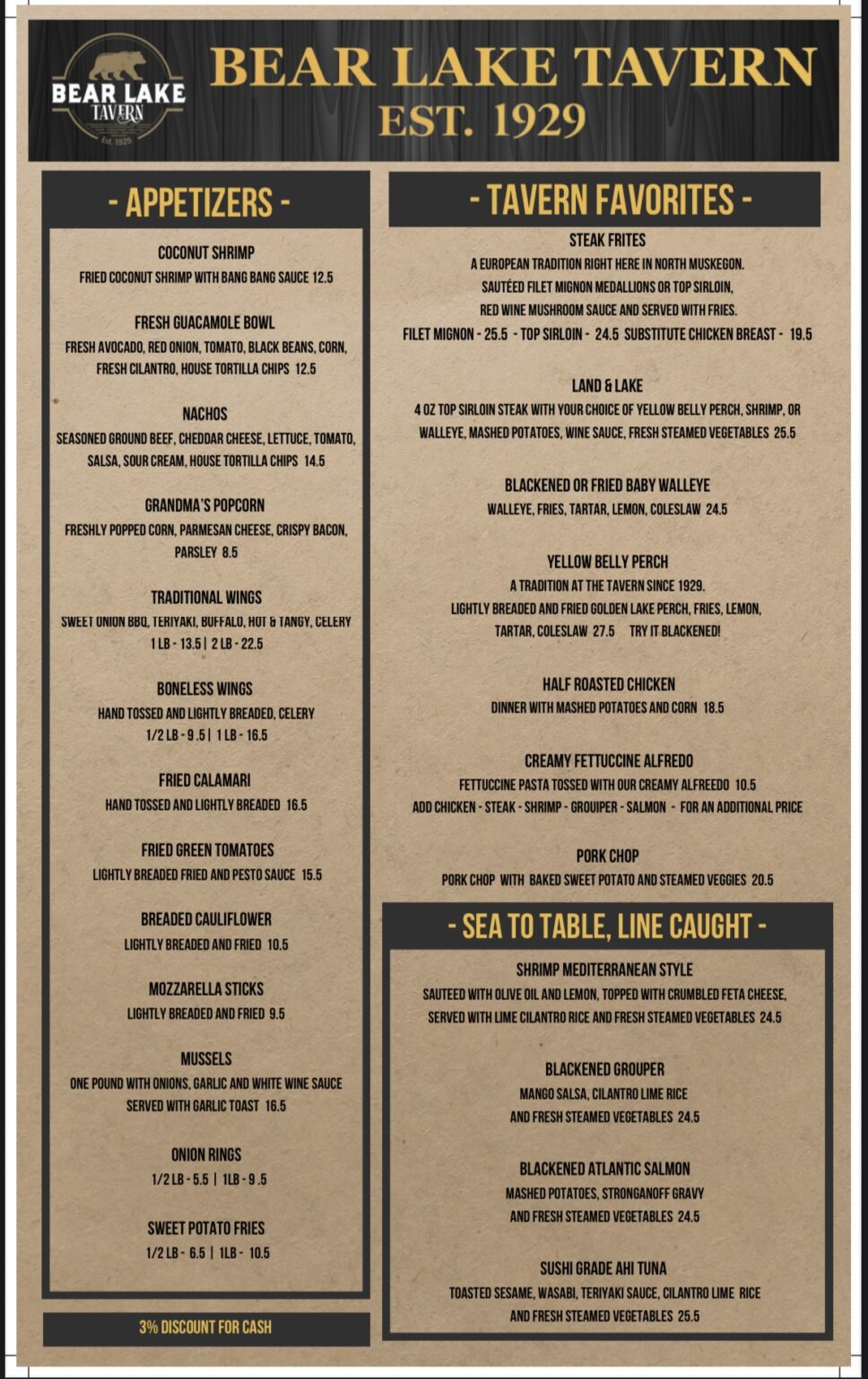 BLT Menu – Bear Lake Tavern